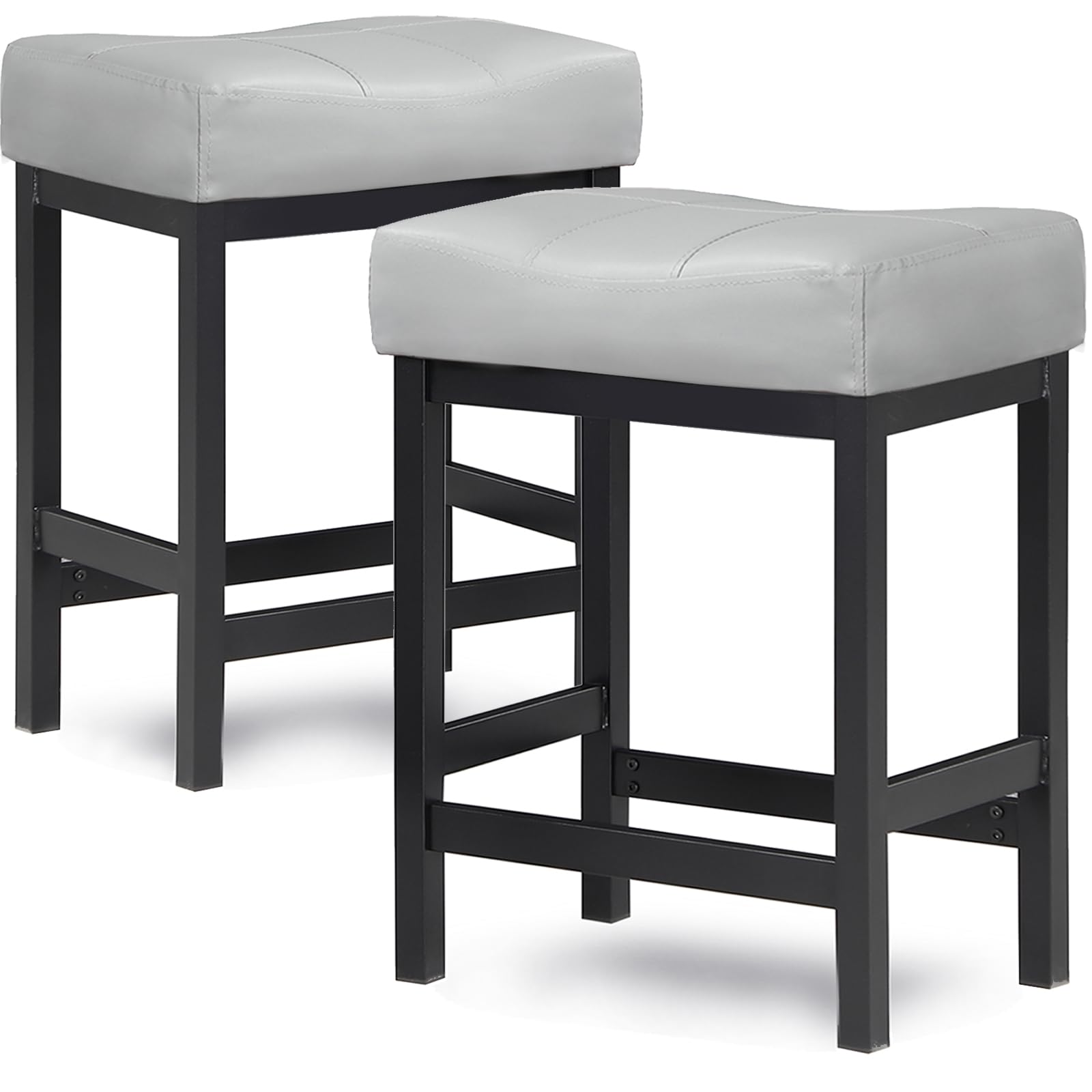 Amazon.com: OUllUO Gray Bar Stools Set of 2, Counter Height Stools 24 ...