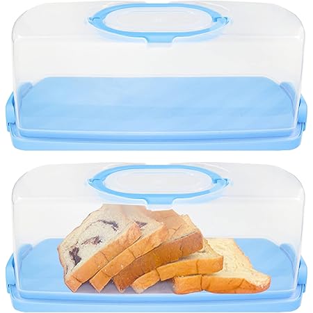 Amazon.com: 2Pcs Portable Bread Box with Handle Transparent Lid Loaf ...