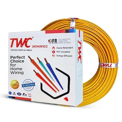TWC Advance Yellow 10 SQMM 90 METER | Copper Wire | HRFR (Heat ...