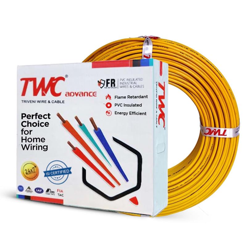 TWC Advance Yellow 1 SQMM 90 METER | Copper Wire | HRFR (Heat Resistant ...