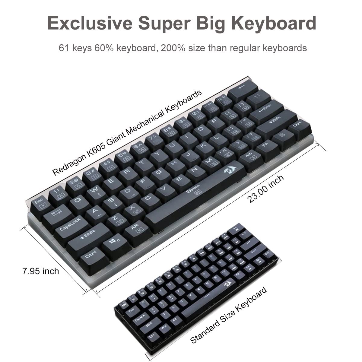 Redragon K605 Alien Giant Mechanical Gaming Keyboard, Super Big 61 Keys ...