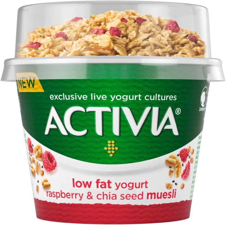 Activia Low Fat Yogurt Raspberry & Chia Seed Muesli, 165g : Amazon.co ...