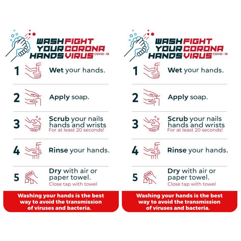 Toyandona 2 Sheets Hand Washing Sign Plastic Handwashing Instruction ...