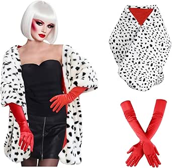 Amazon.com: Apragaz 2 PCS Halloween Costume Women, Dalmatian Shawl and ...
