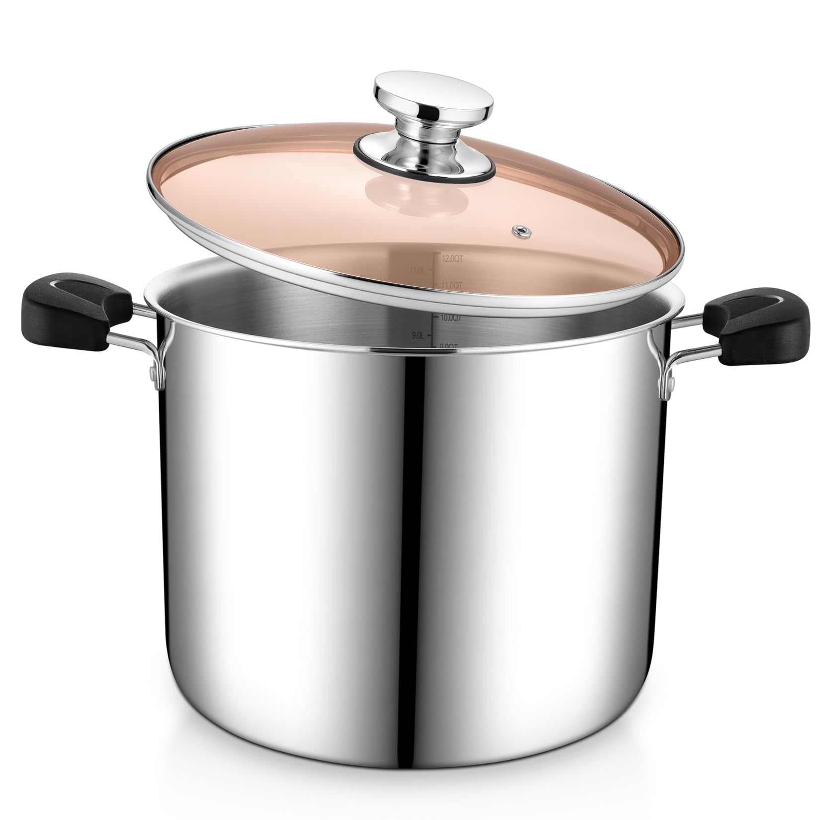 Amazon.com: 12 Quart Large Stainless Steel Pot, P&P CHEF Tri-Ply ...