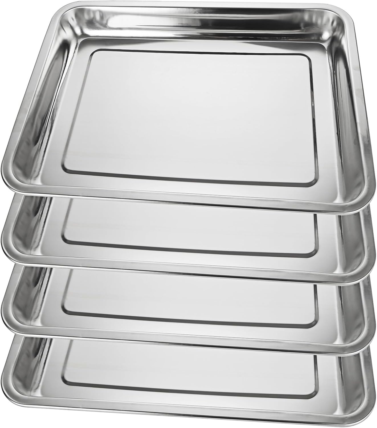 VIDETOL Stainless Steel Baking Tray Set of 4, Large Professional Deep ...