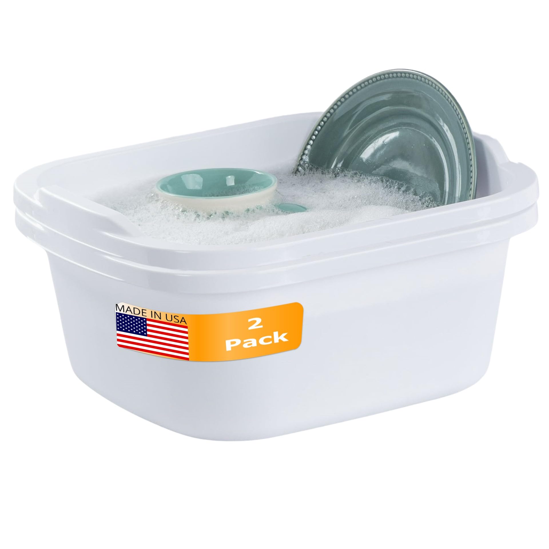 Amazon.com: Tribello 2-Pack Dish Pans for Kitchen Sink, Plastic Tub ...