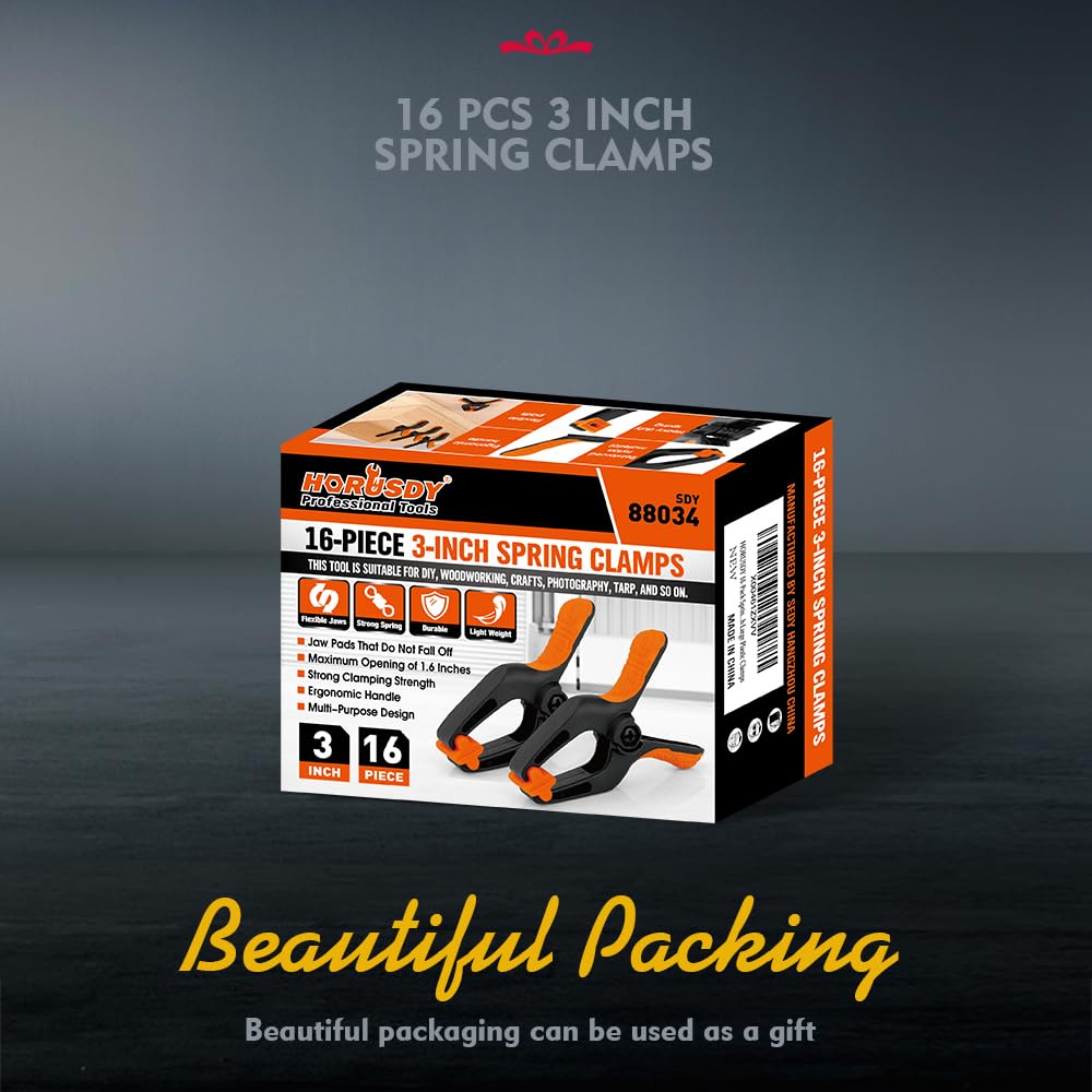 Snapklik.com : HORUSDY 16-Pack Spring Clamps Heavy Duty, 3-inch Mini ...