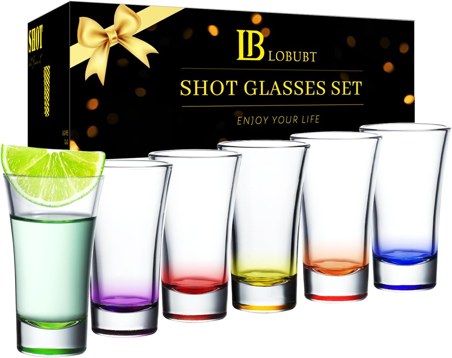 Amazon.com | LOBUBT 6 Pack Shot Glasses Set,2 oz Shot Glass with Heavy ...