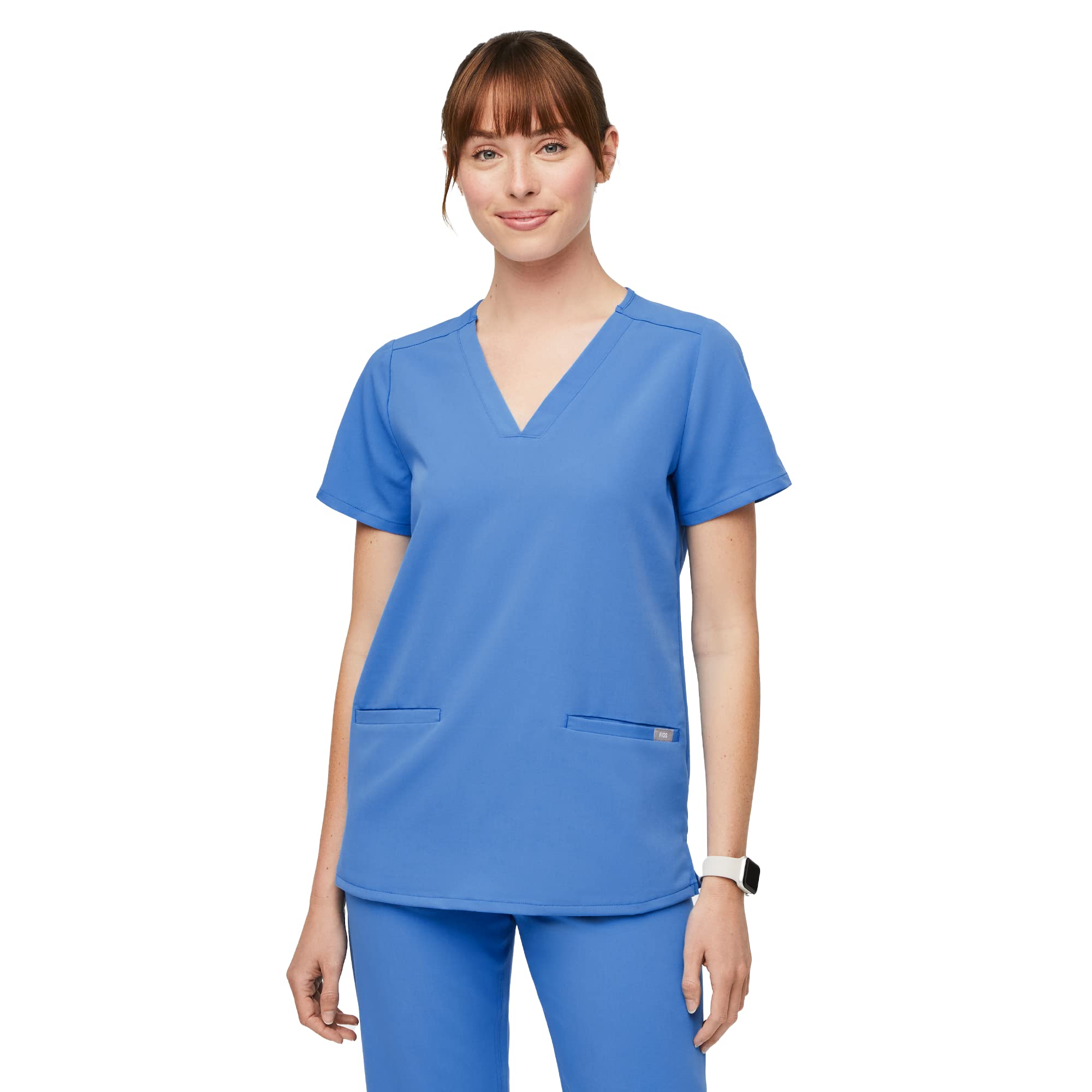 Snapklik.com : FIGS Casma Three-Pocket Scrub Top For Women - Capri Blue