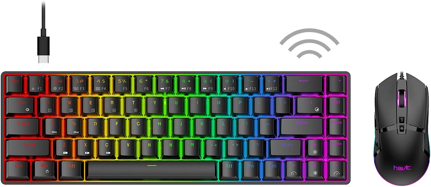 Amazon.com: Havit 60% Wireless Mechanical Keyboard and Wired Mouse ...