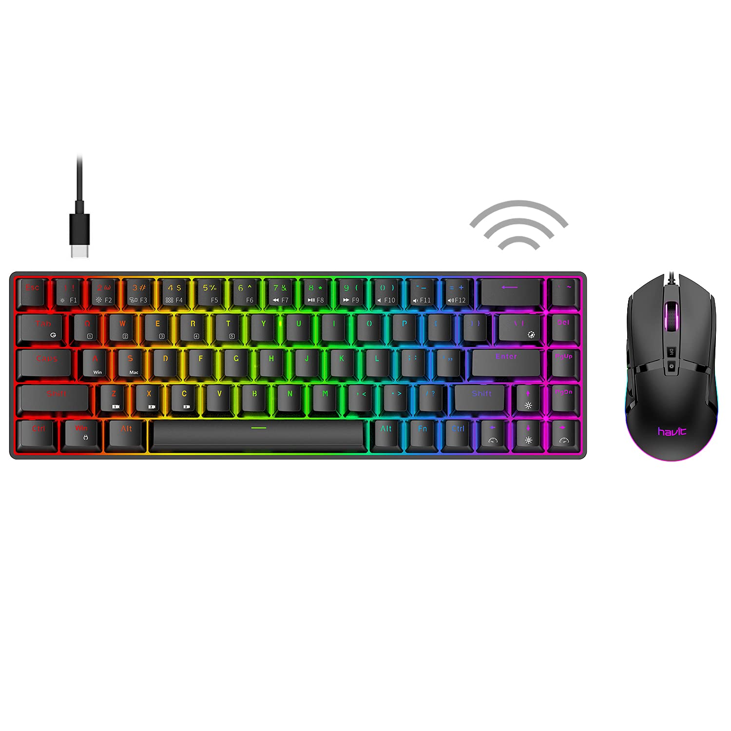 Amazon.com: Havit 60% Wireless Mechanical Keyboard and Wired Mouse ...