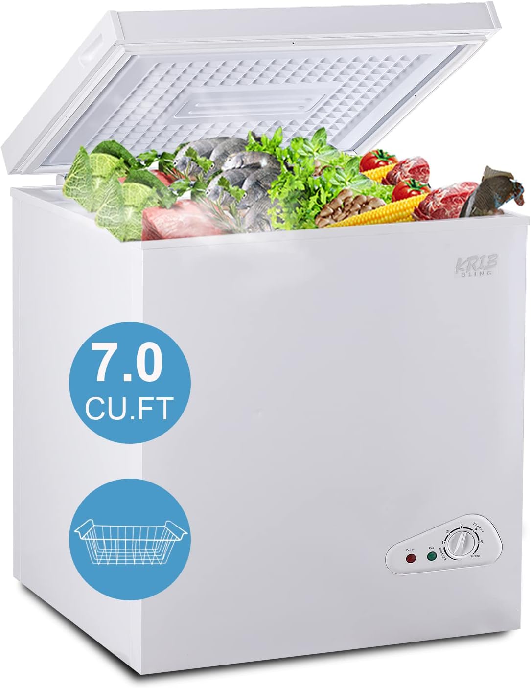 Amazon.com: KRIB BLING Chest Freezer 7.0 Cu.Ft Mini 7 Gears Temperature ...
