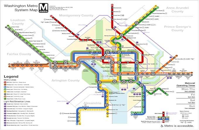 Amazon.com - The Washington Metro System Map Posters Wall Art Print ...
