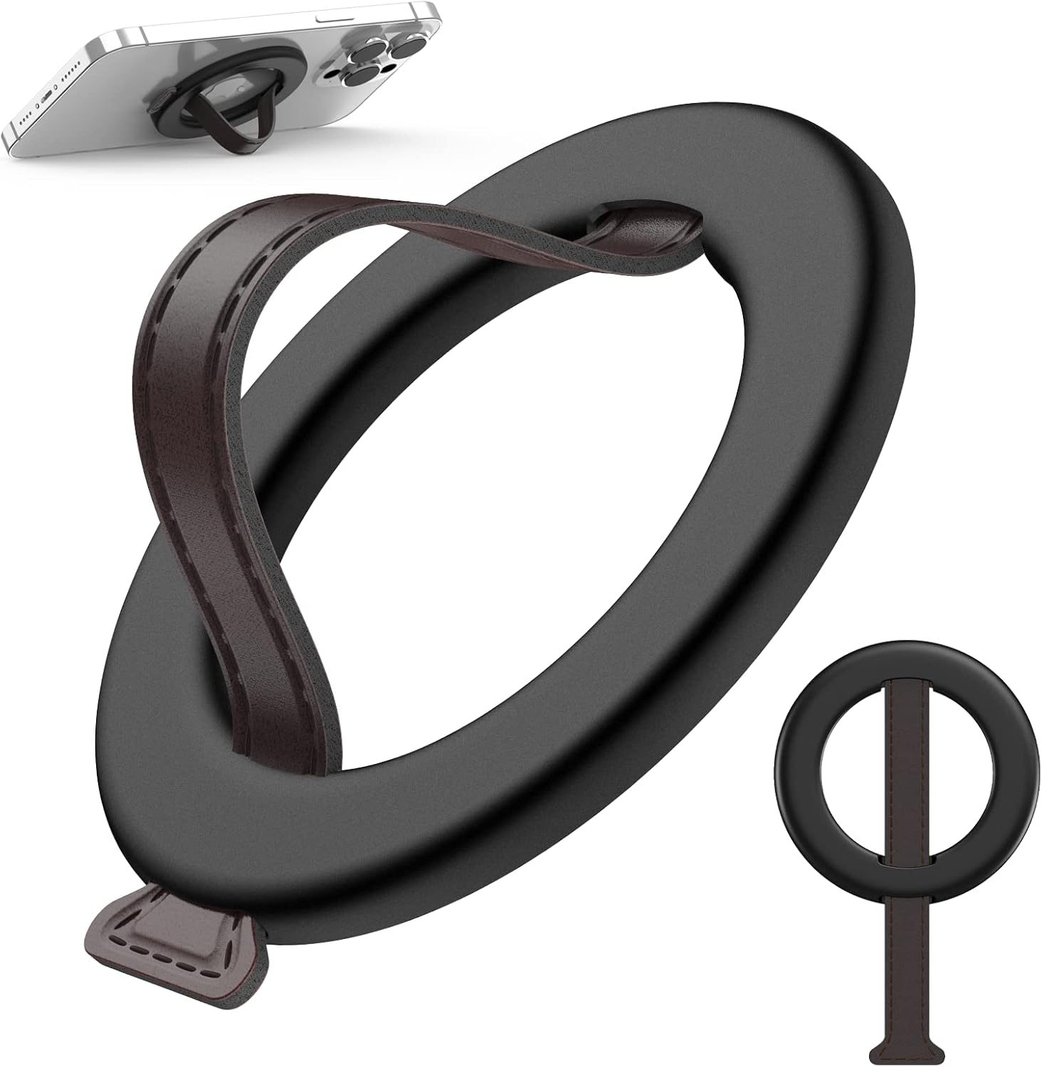 Amazon.com: SUPMEGA Phone Grip & Stand with Collapsible Leather Finger ...