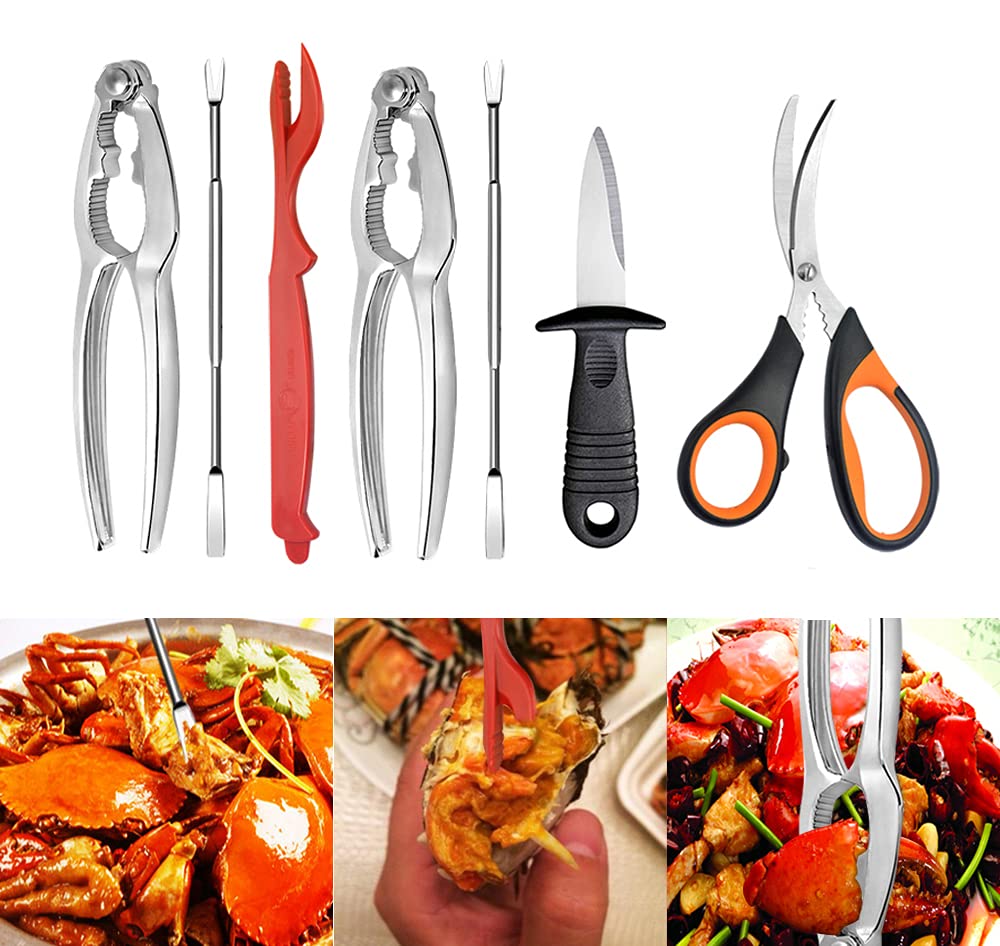 Obecome 7 Piece Seafood Tools Set Includes 2 Crab Crackers | Desertcart ...