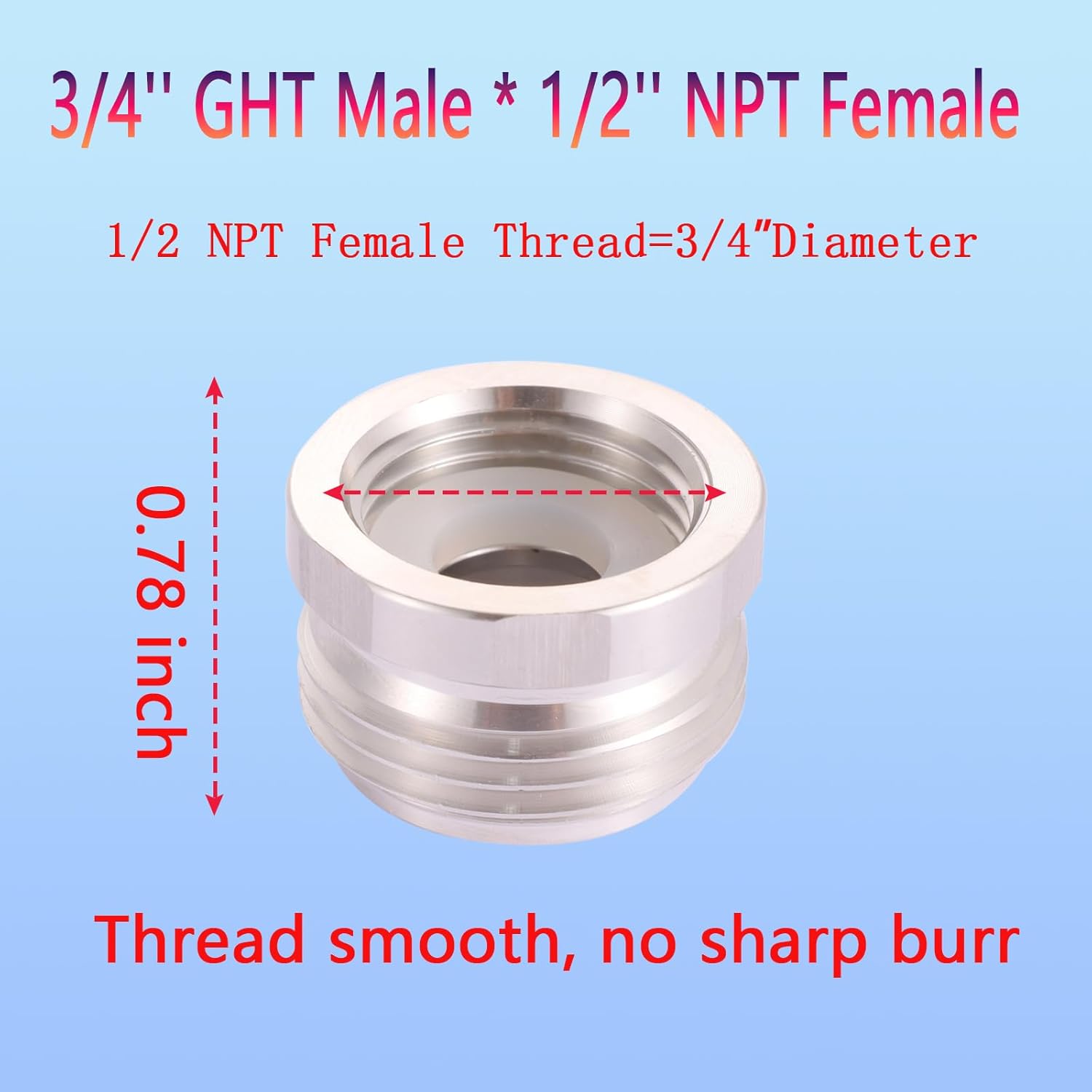SNUTUYA 34 “GHT macho x 12” NPT conector hembra (acero inoxidable 304 ...