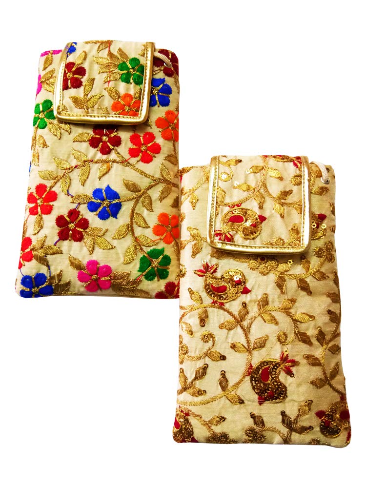 Avanti Creation Flower Pattern Ethnic Mobile Pouches for Women with ...