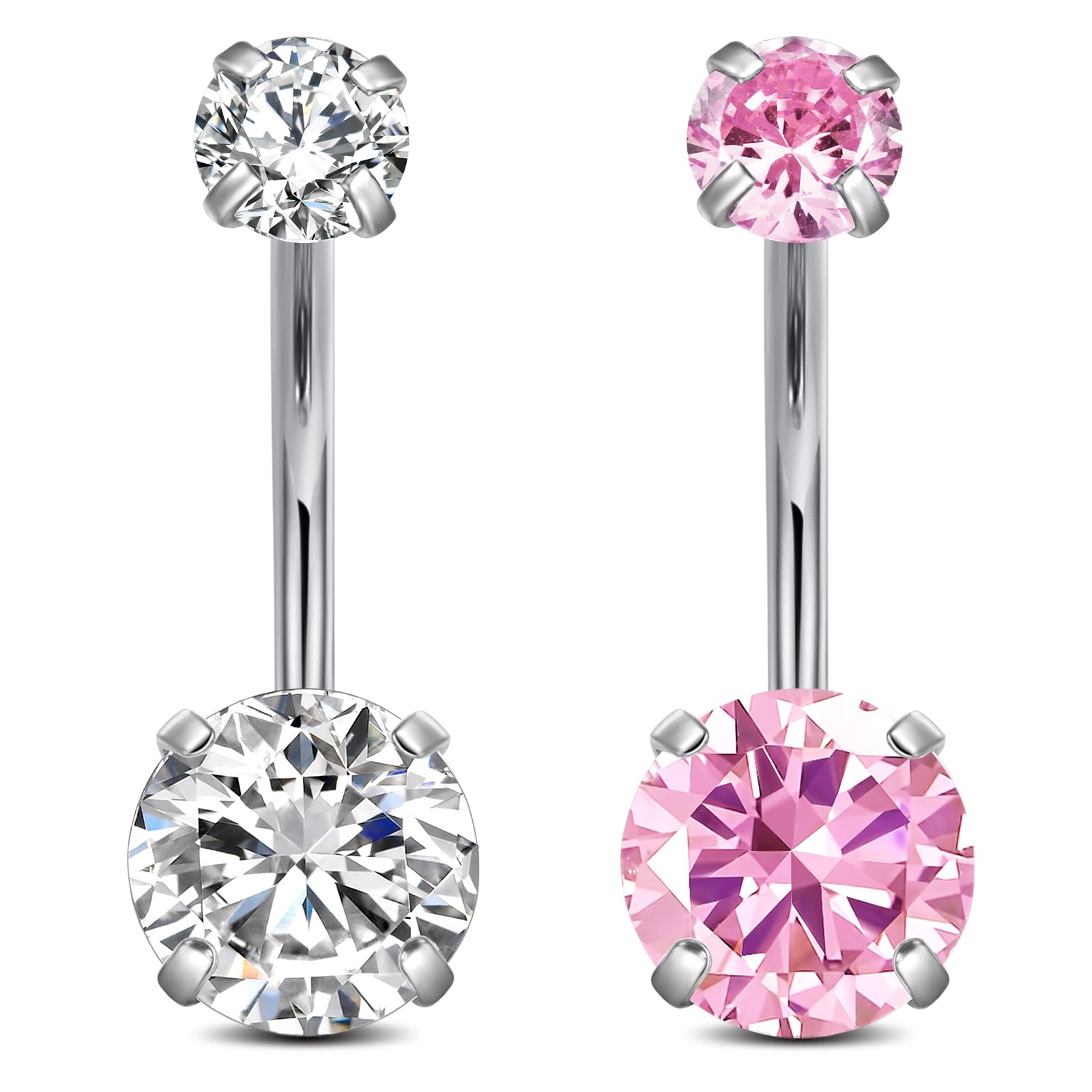 Snapklik.com : 14G Belly Button Ring Surgical Stainless Steel Round ...