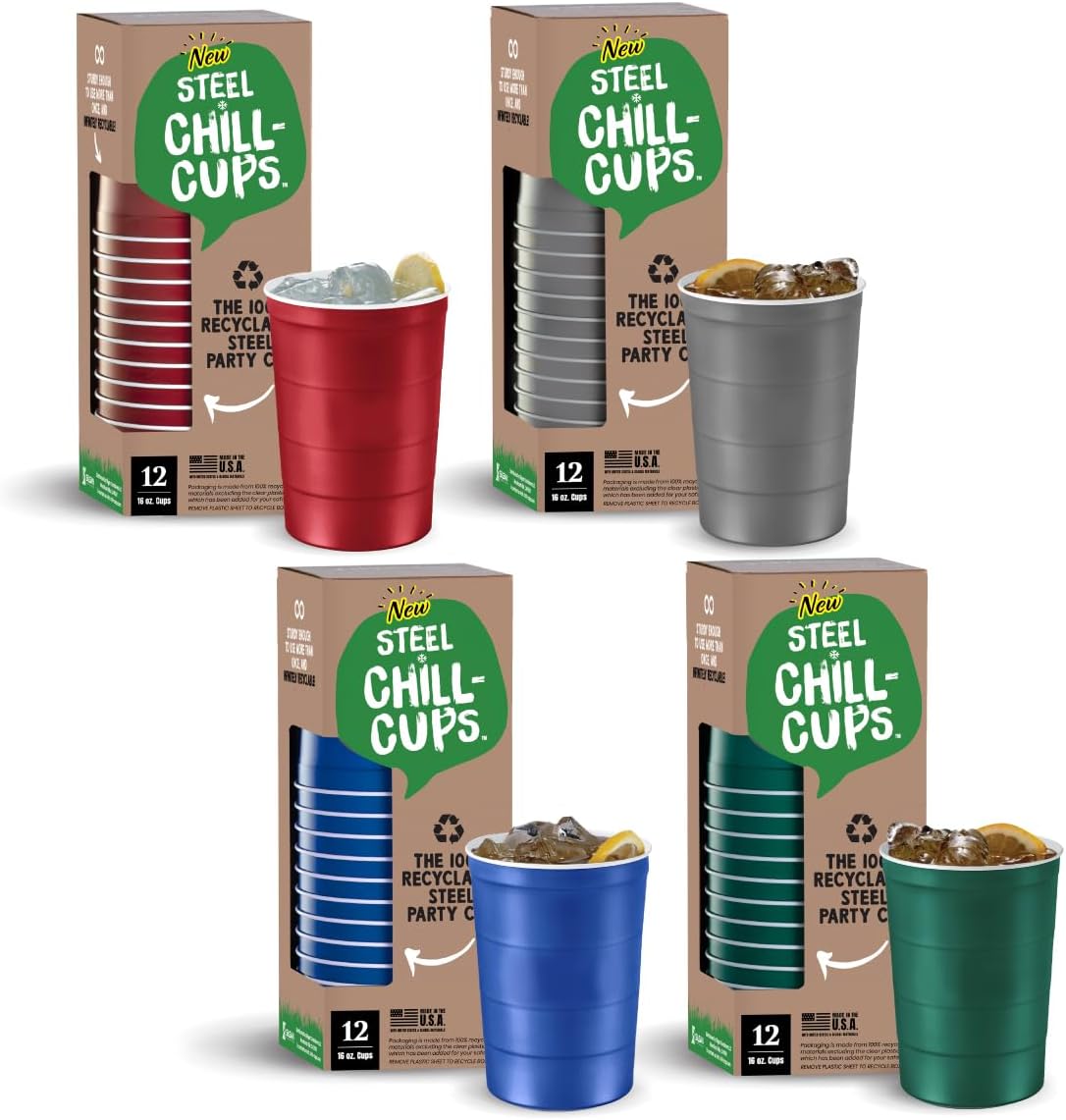 Amazon.com: Steel Chill Cups 16 oz. Green Party Cups, Perfect for Cold ...
