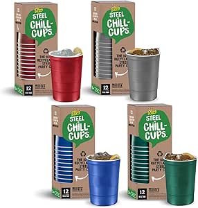 Amazon.com: Steel Chill Cups 16 oz. Green Party Cups, Perfect for Cold ...