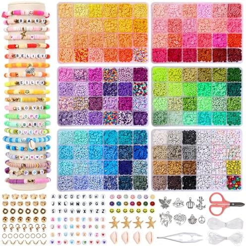 QUEFE 10560pcs 132 Colors Clay Beads Kit for Jewelry Making, Polymer ...