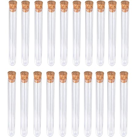 Amazon.com: 20Pcs Clear Plastic Test Tubes with Cork Stoppers, 15x100mm ...