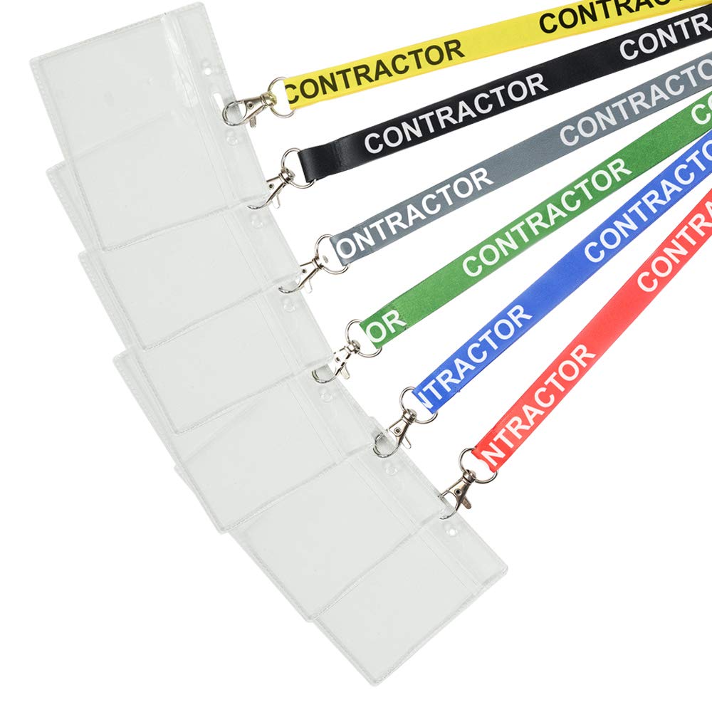 We Print Lanyards Green Contractor Lanyard ID Card Pass Badge Holder ...