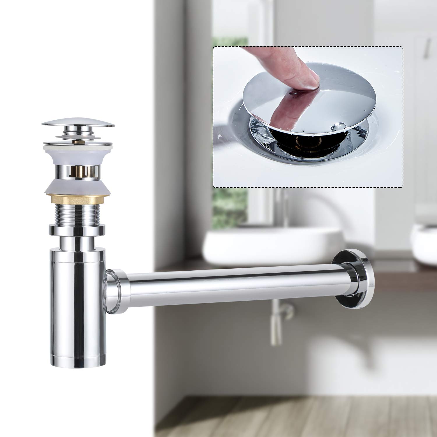 Woohse Design Siphon With Drain Valve With Overflow Pop Up | Desertcart ...