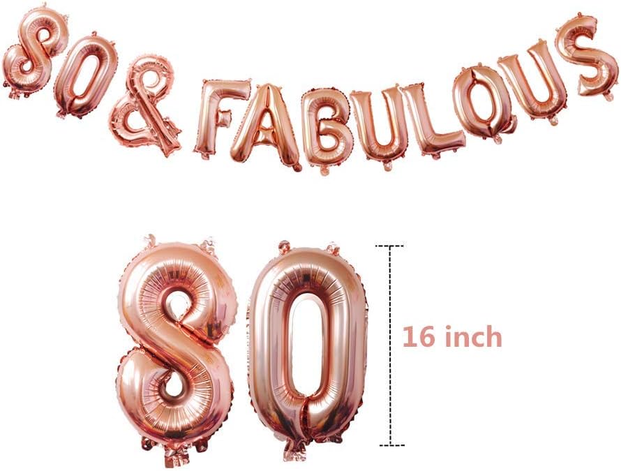 80th Birthday Banner, 80& Fabulous Anniversary Rose Gold Party ...