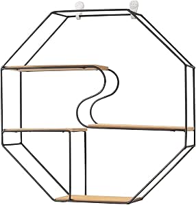Amazon.com: Black Octagon Wall Mounted Metal Floating 3 Tier Shelf ...
