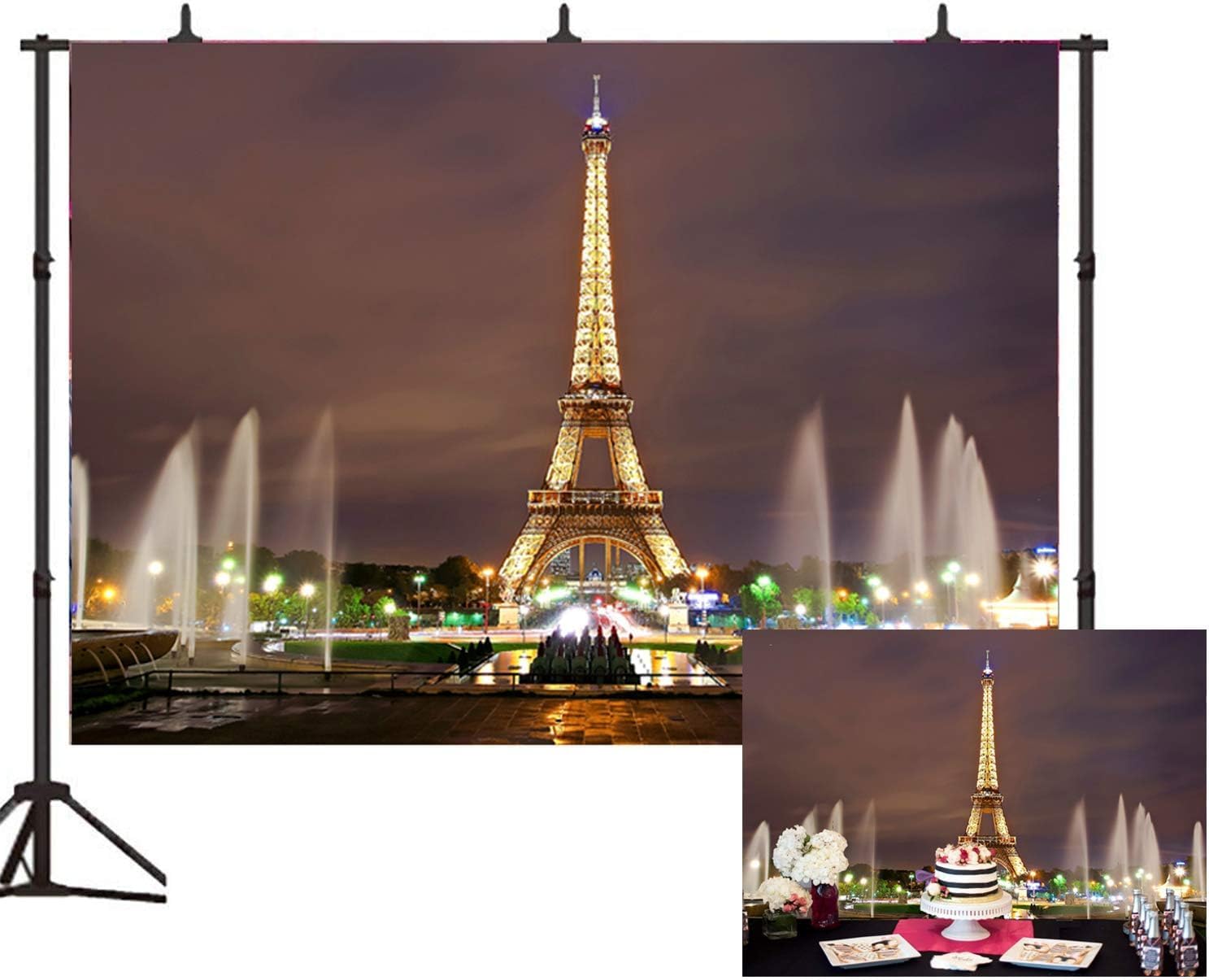 Amazon.com : SSATYBG 7x5ft Paris Eiffel Tower Backdrop Paris Wall Art ...