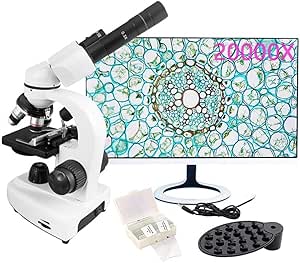Amazon.com: 20000X Binocular Microscope for Adults & Students, LED ...