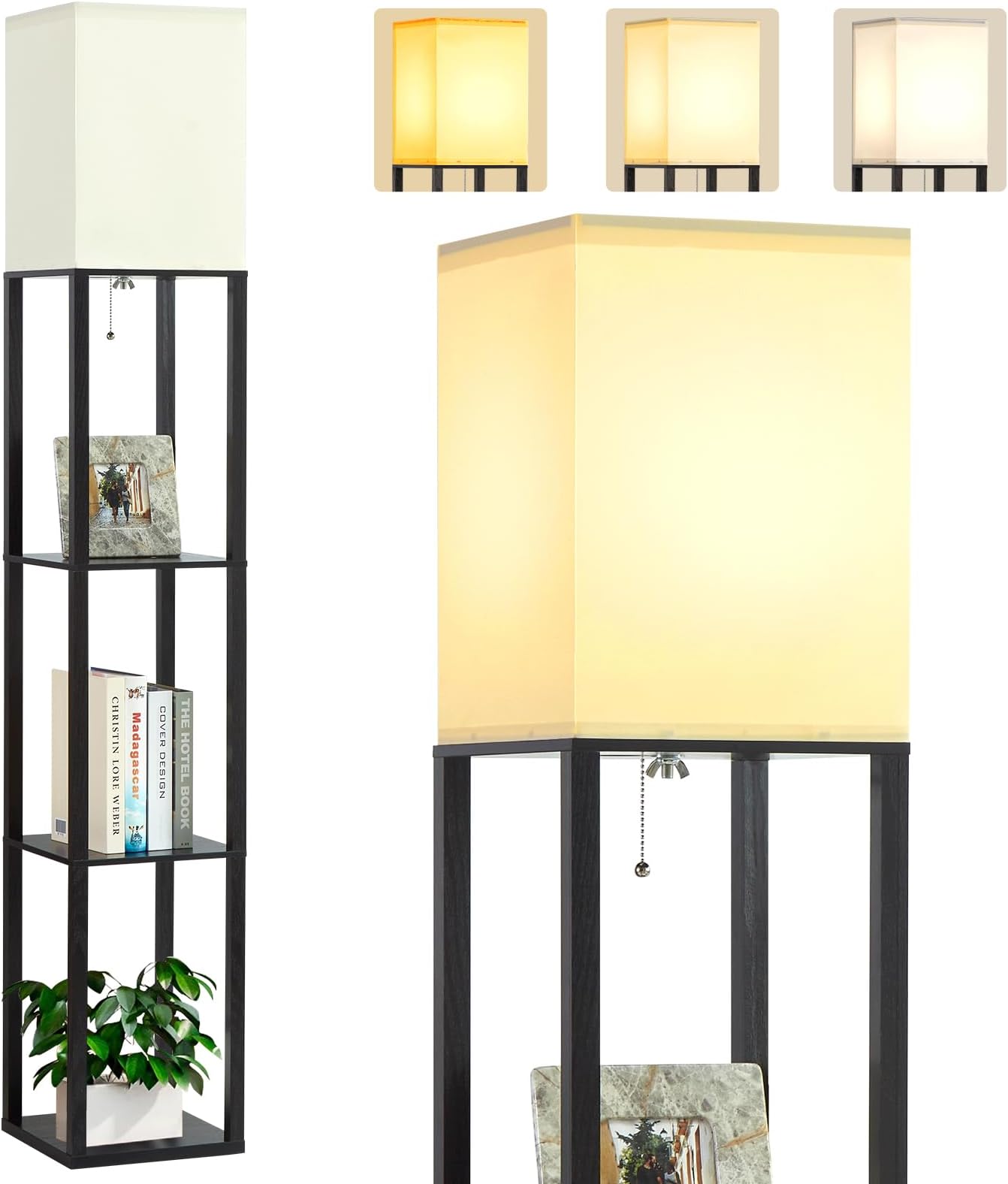 Floor Lamp with Shelves, 3-Tier Modern Floor Lamps for Living Room ...