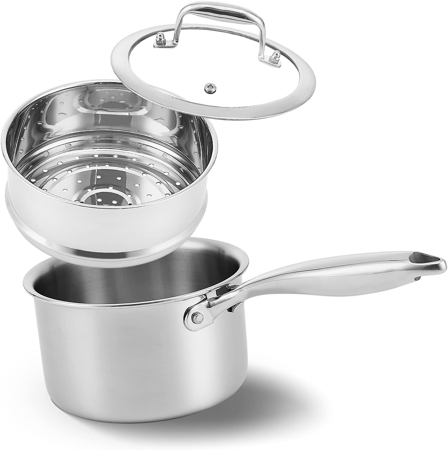 Amazon.com: Leetaltree 1.5 Quart Stainless Steel Saucepan with Steamer ...