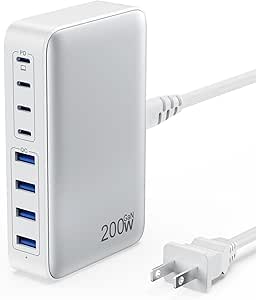 Amazon.com: USB C Charger 200W USB C Charger Block,Upgraded GaN III 8-Port Fast Charging Station ...