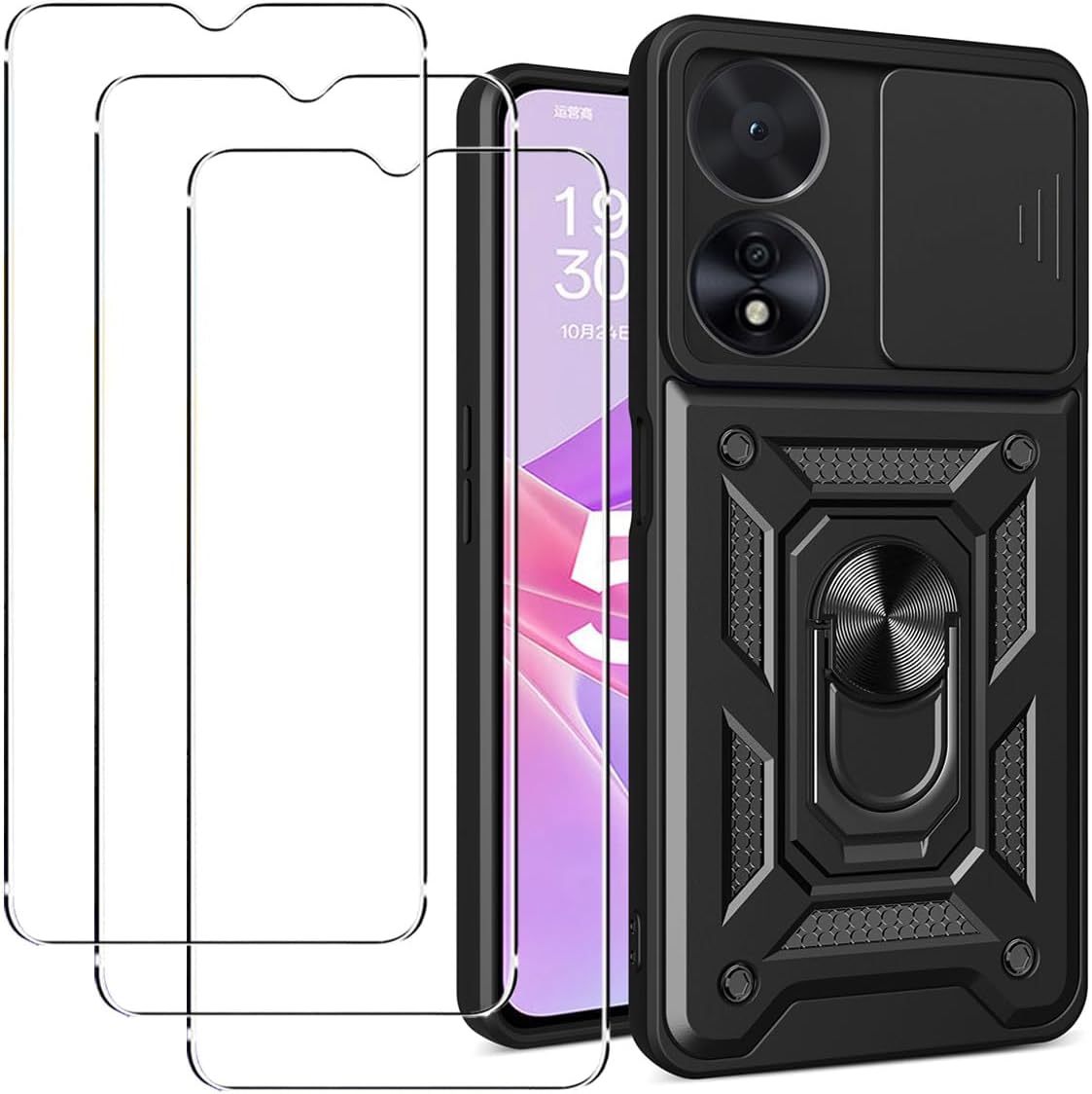 carinacoco Case for Oppo A78 5G with 3 Tempered Glass Screen Protector ...