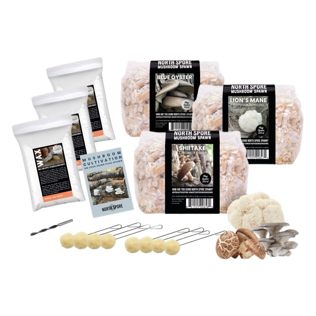 Amazon.com: North Spore Log Inoculation Bundle | 500 ct Shiitake, Lions ...