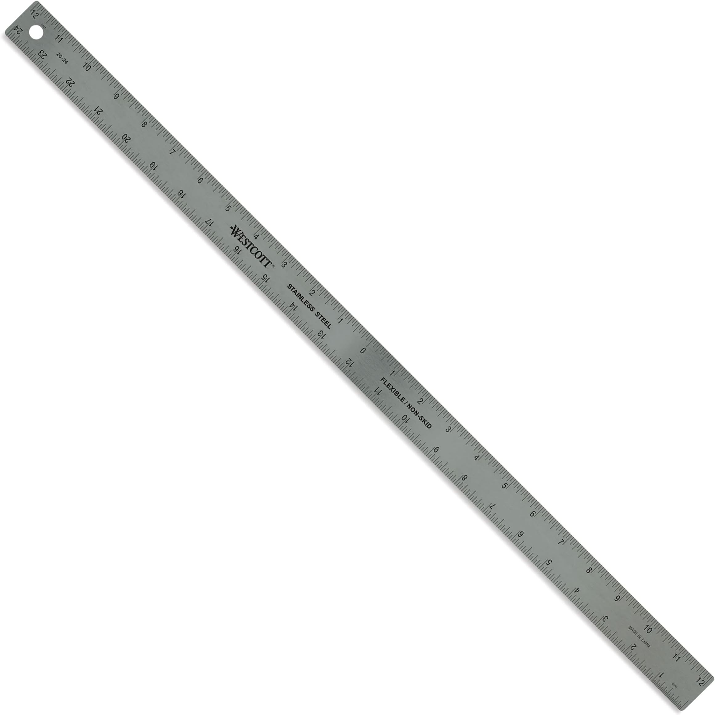 Westcott ZC-24 Zero Center Stainless Steel Metal Ruler with Non-Slip ...