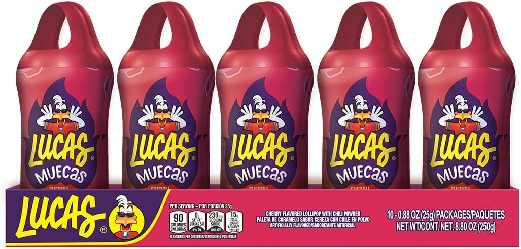 Amazon.com : Lucas Muecas Cherry Flavor Lollipop With Chili Powder, 8.8 ...
