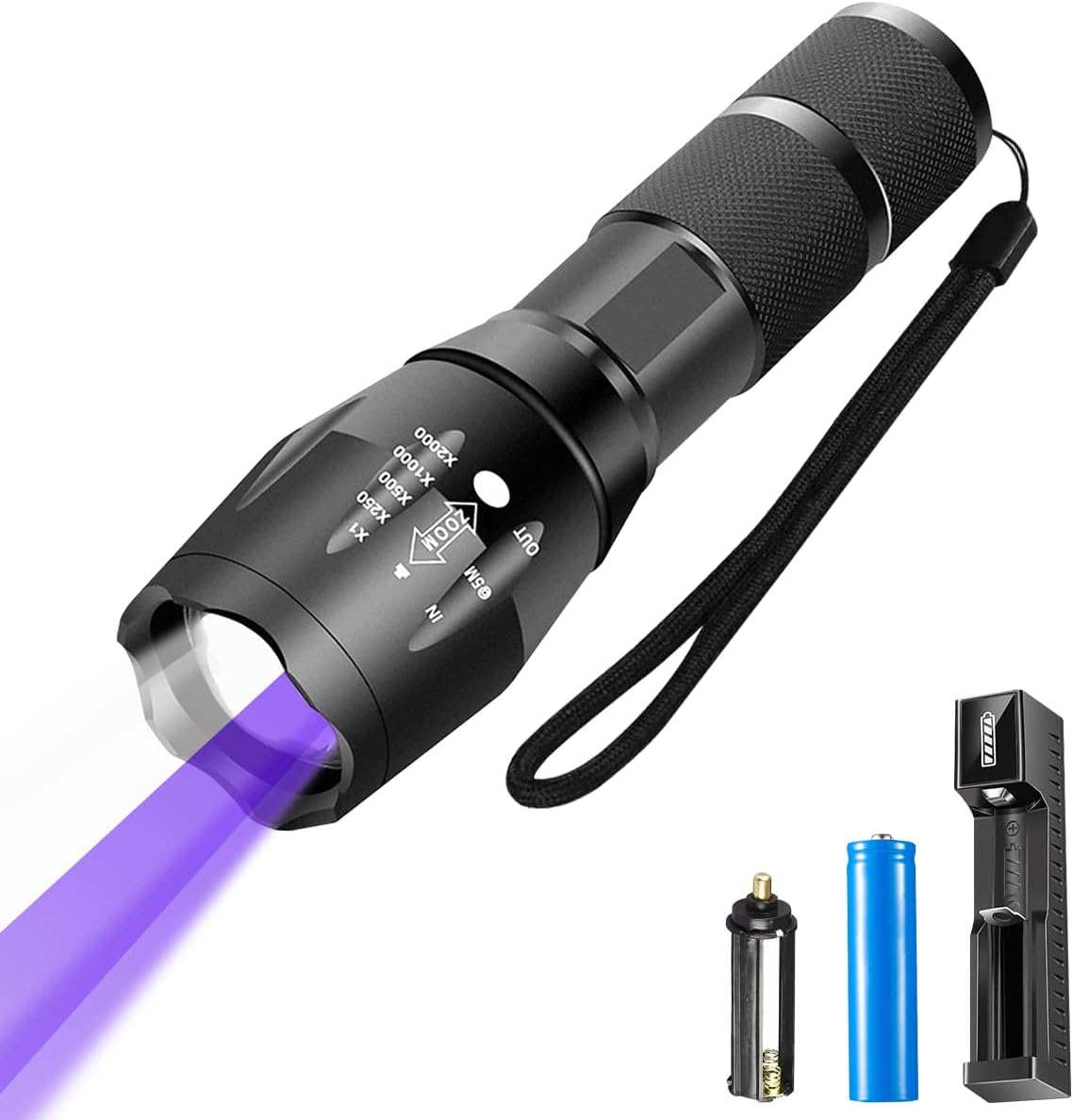 Linterna LED Luz UV y Blanco 2 en 1,AveDistante Linterna Ultravioleta Linterna Tácticas con ...