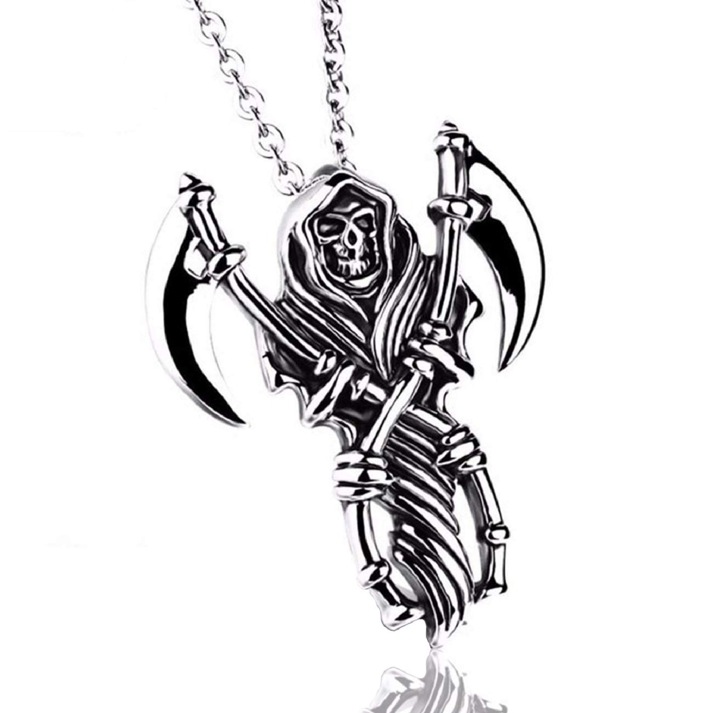 Reaper Necklace for Men,Grim Skull Necklace with19.6"+1.96" Chain,The ...