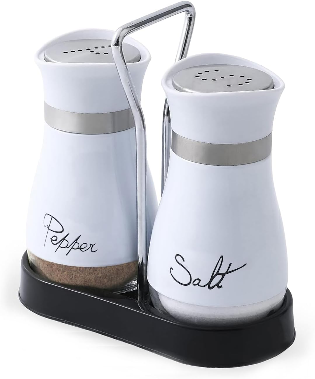 Salt and Pepper Shakers Set - 3 Adjustable Pour Holes, Stainless Steel ...