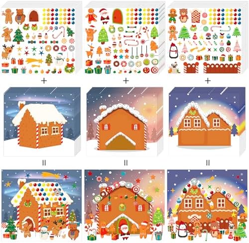 Amazon.com: 32PCS Make a Gingerbread House Stickers for Kids ...