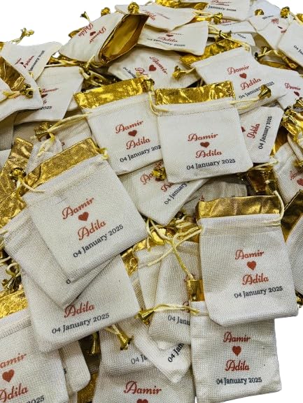 Nikah Potli With Name/Customized Drawstring Pouches/Bags, Wedding, Baby ...