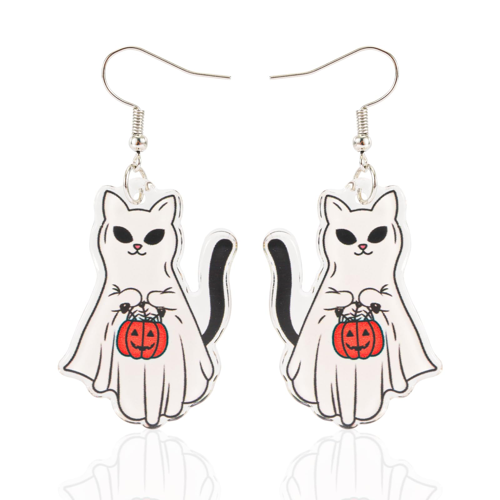 Amazon.com: Halloween Earrings, Pumpkin Ghost Cat Earrings Cute Ghost ...