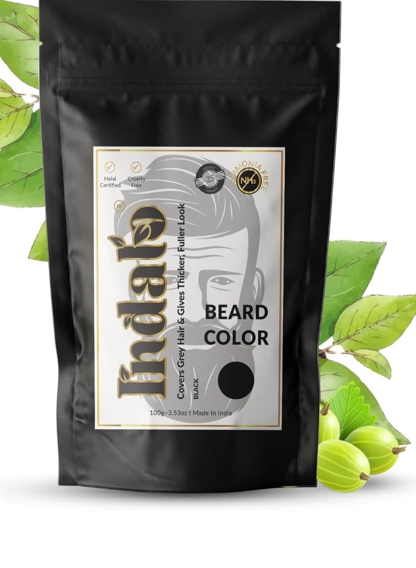 Buy Indalo Natural Black Beard Color | Long-Lasting, Ammonia Free Beard ...