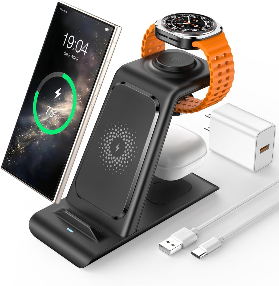 Amazon.com: Wireless Charger for Samsung, 3 in 1 Fast Charging Station ...