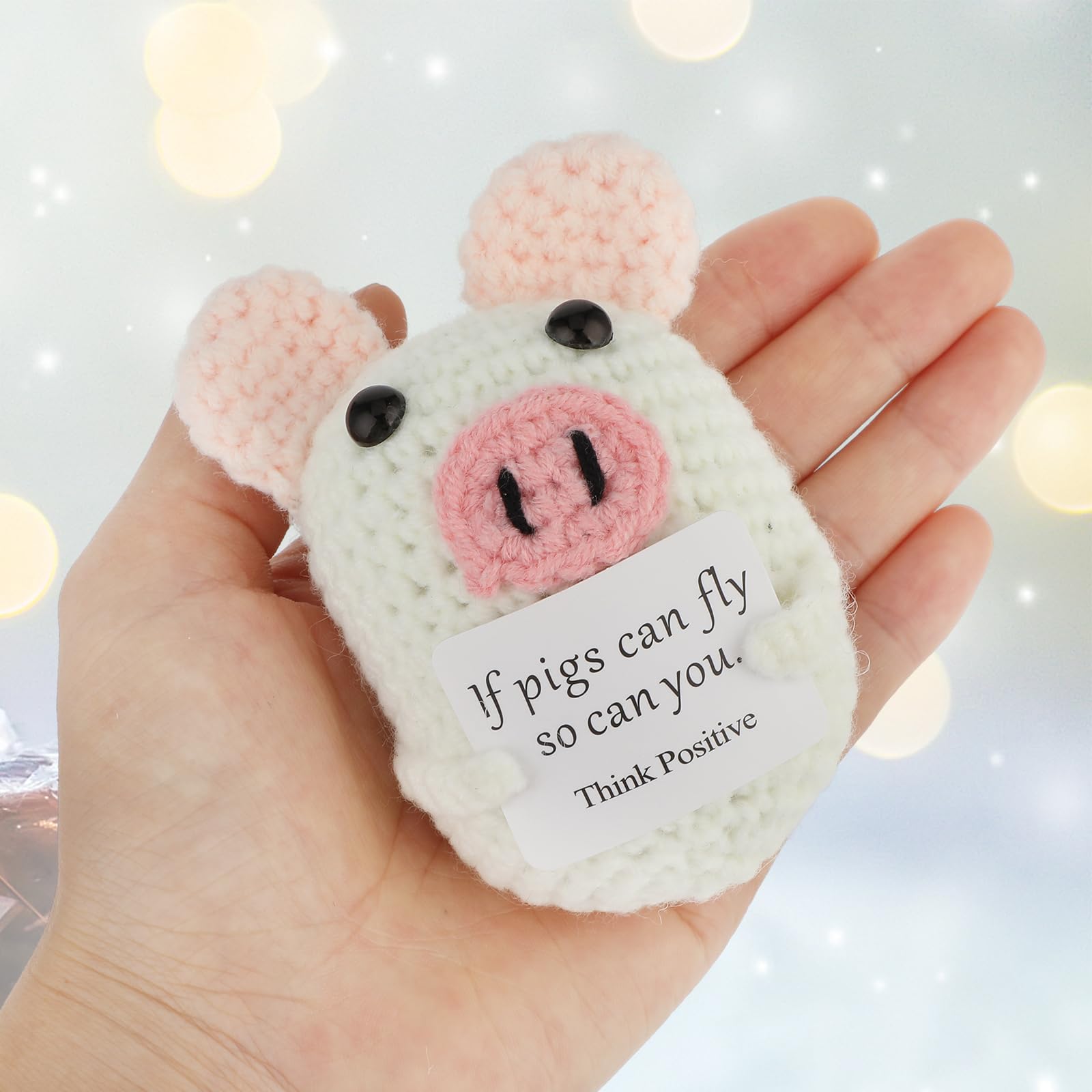 Funny Positive Pig, 3 inch Handmade Knitted Pig Crochet Mini Cute ...