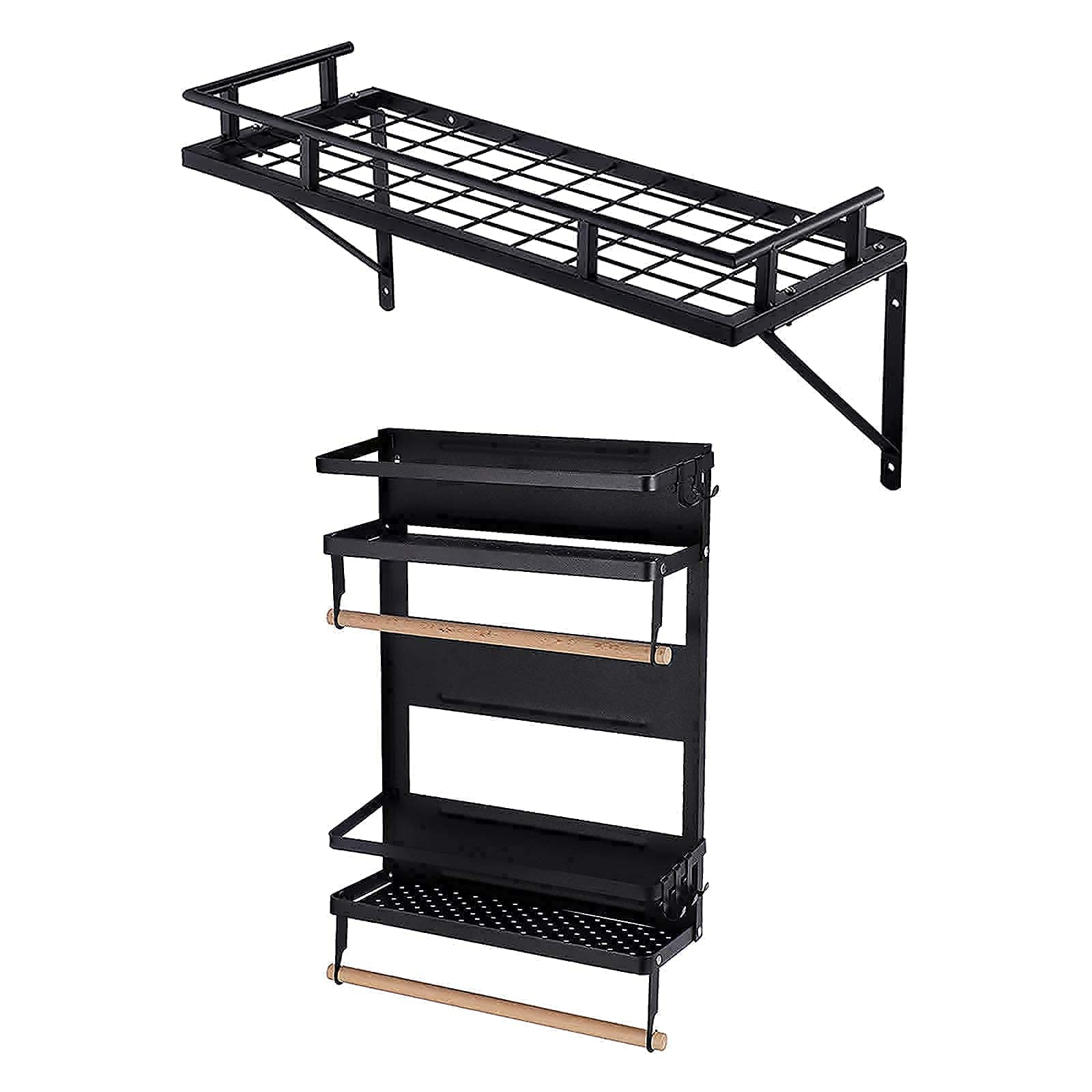 KES 24 Inch Kitchen Wall Mount Pot Pan Rack Wall Shelf With 10 Hooks ...